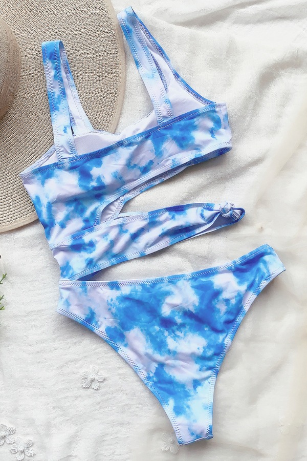 Lovely Cut Out Tie Dye Blue Two Piece Swimsuitlw Fashion Online For